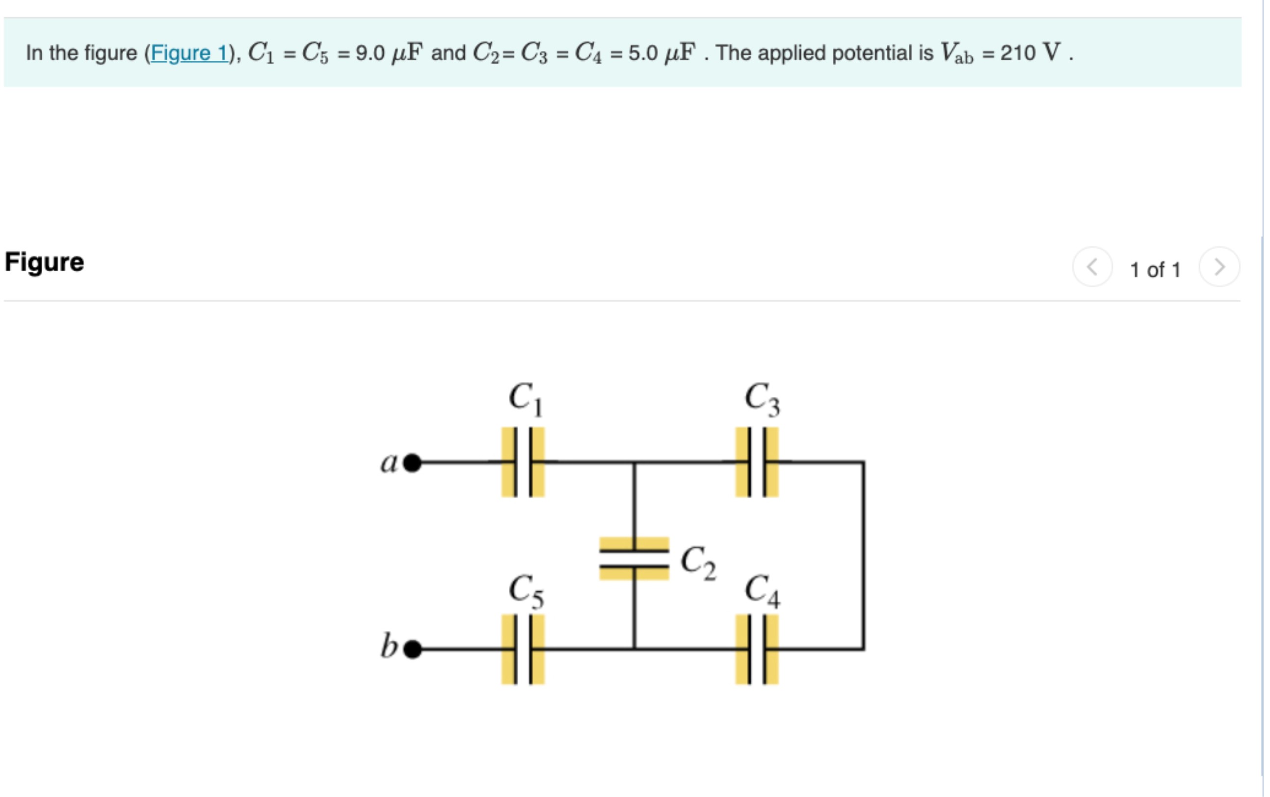 Solved In the figure (Figure 1), C1=C5=9.0μF ﻿and | Chegg.com