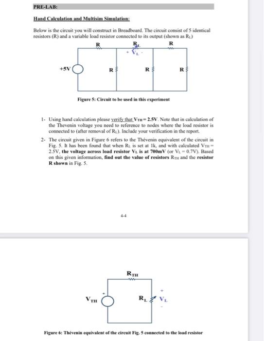 Solved PRE-LAB: Hand Calculation and Multisim Simulation: | Chegg.com