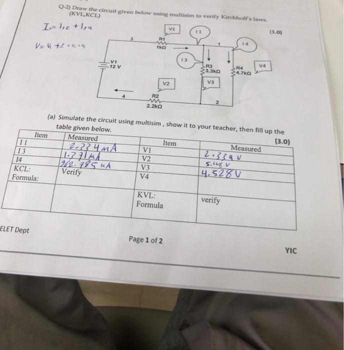 Solved 0-2) Draw the circuit given below using multisim to | Chegg.com
