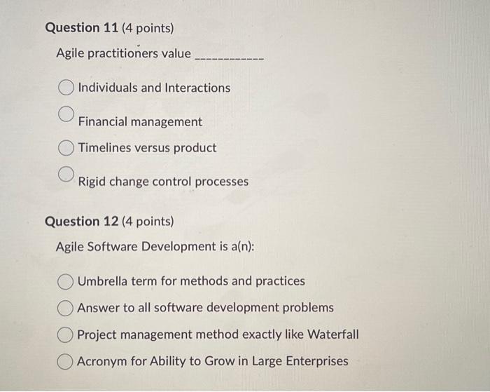 Solved Agile practitioners value Individuals and | Chegg.com