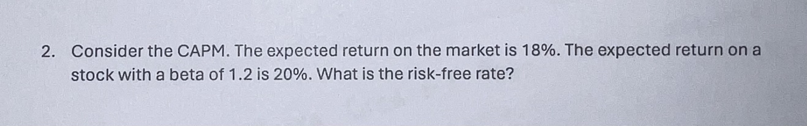 Solved Consider the CAPM. The expected return on the market | Chegg.com