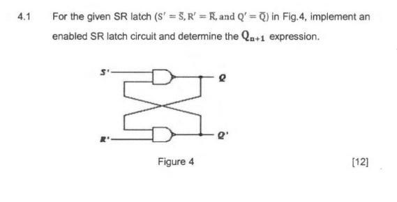 Solved For the given SR latch (S′=S′R′=R, and Q′=Q) in | Chegg.com