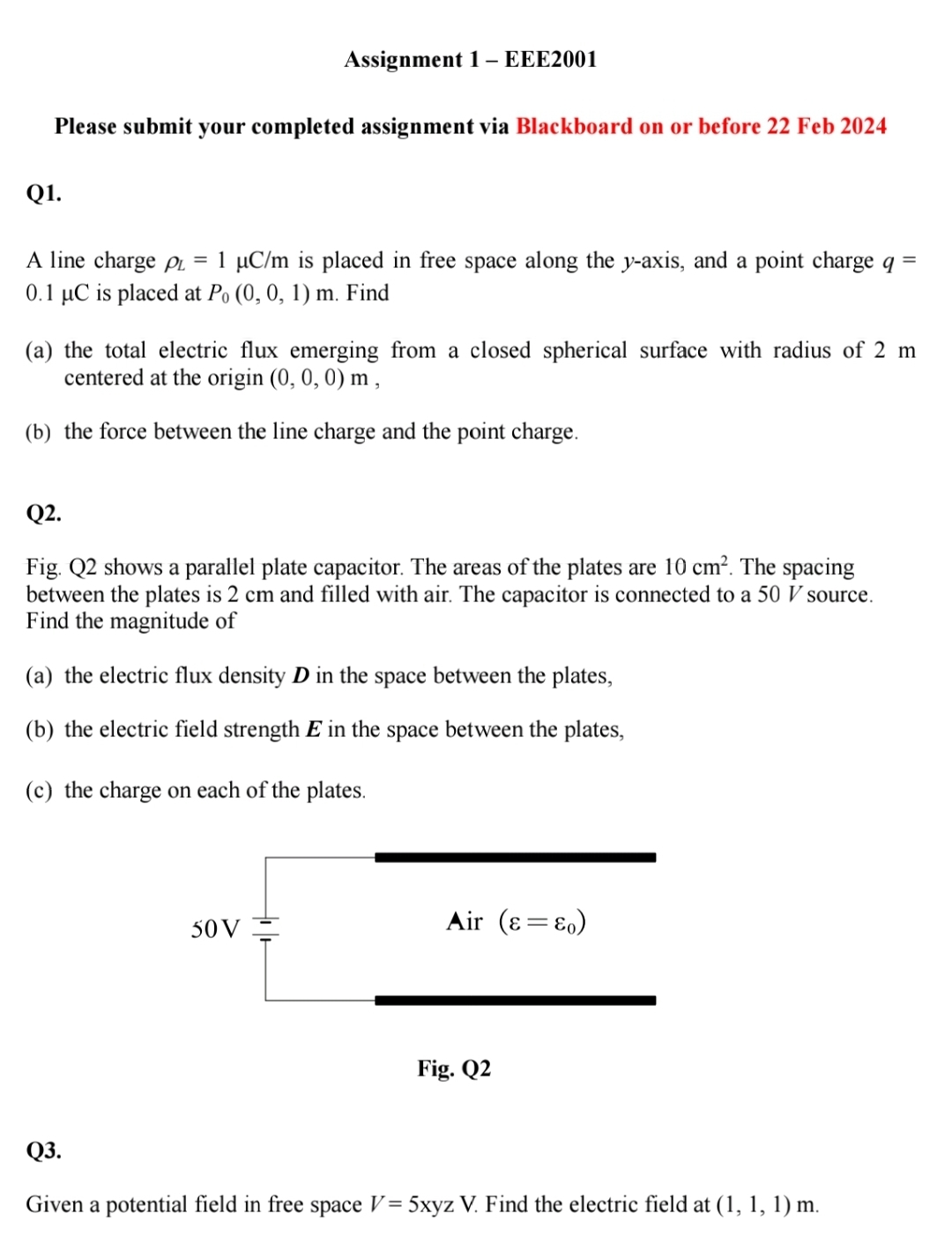 Assignment 1 - ﻿EEE2001Please submit your completed | Chegg.com
