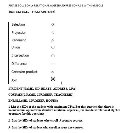 Solved PLEASE SOLVE ALL THE QUESTİONS WİTH USİNG SYMBOLS | Chegg.com