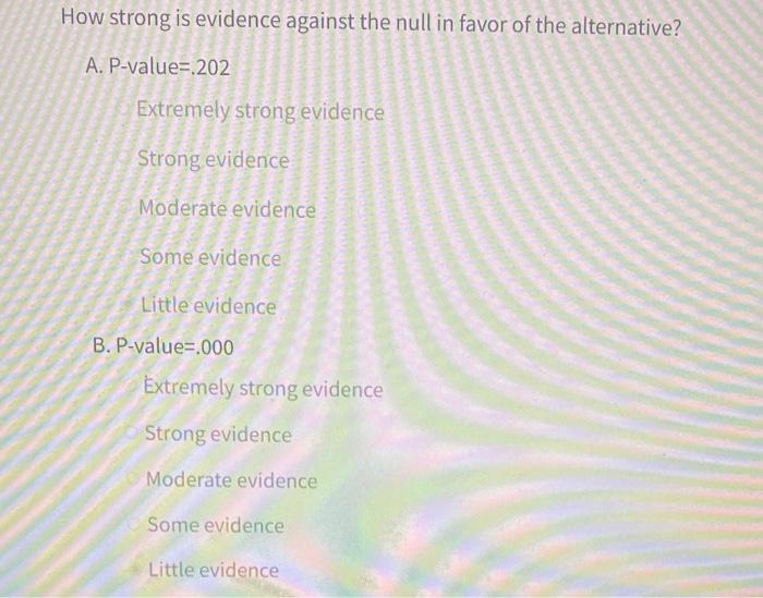 Solved How strong is evidence against the null in favor of | Chegg.com