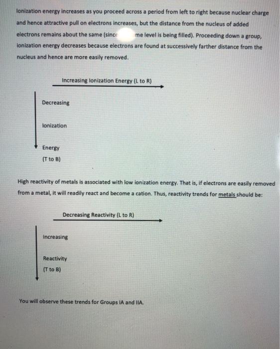 Solved 1. Reactivity Trends of Group IA and IIA Metals 1. | Chegg.com