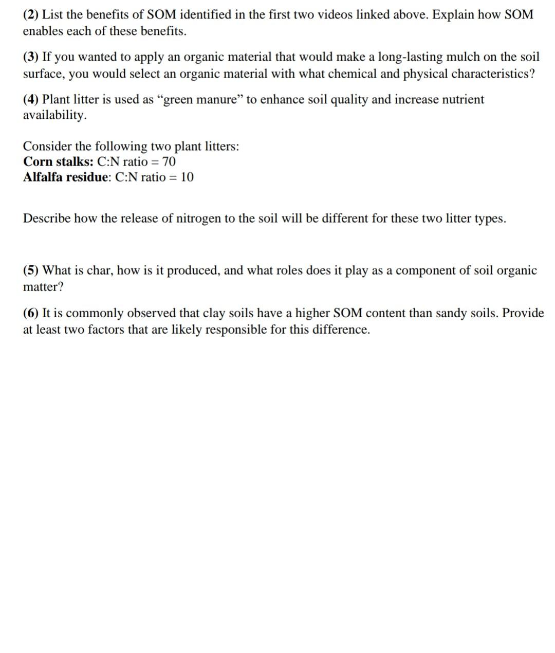 Solved (2) List the benefits of SOM identified in the first | Chegg.com