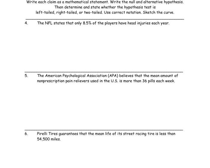 Solved Write each claim as a mathematical statement. Write | Chegg.com