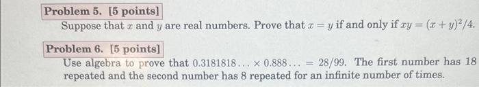 Solved Suppose that x and y are real numbers. Prove that x=y | Chegg.com