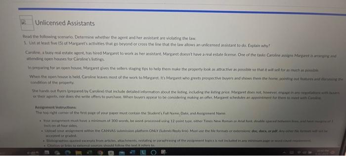 Solved Unlicensed Assistants Read une felowing scenario. | Chegg.com