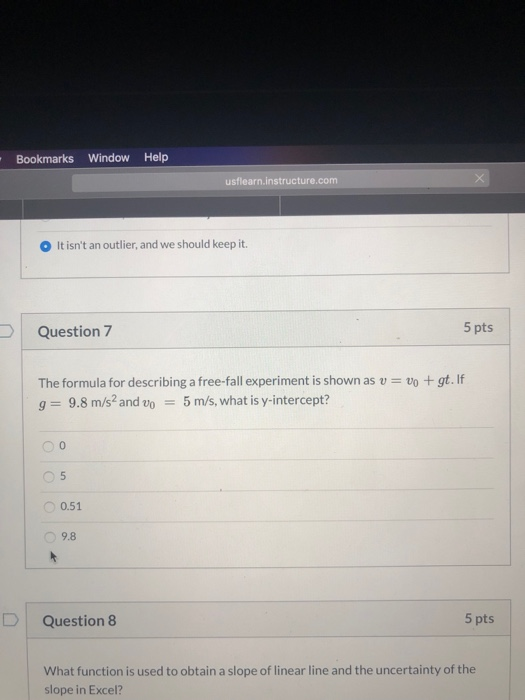 Solved Bookmarks Window Help usflearn.instructure.com It | Chegg.com
