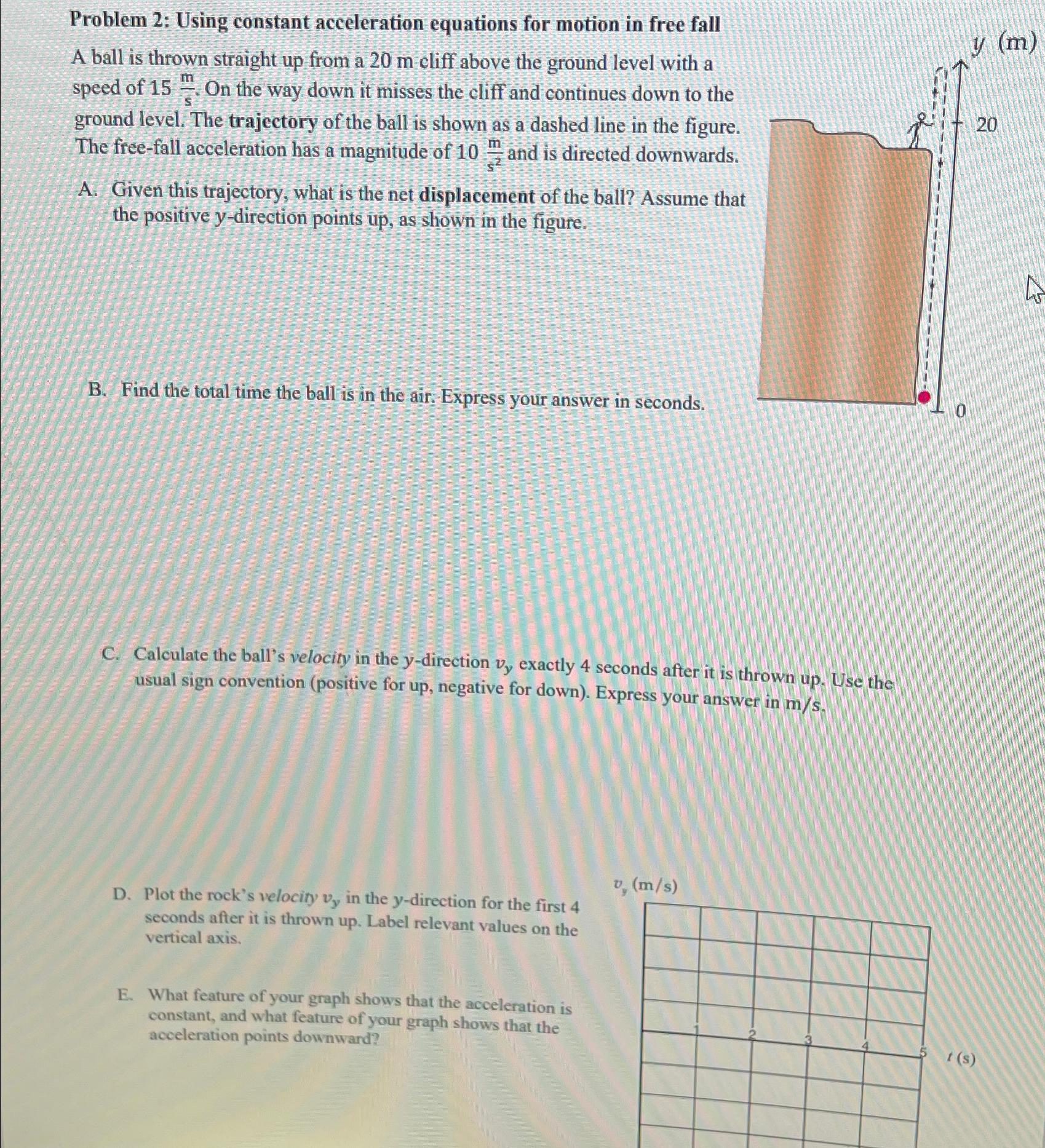 Solved Problem 2: Using constant acceleration equations for | Chegg.com