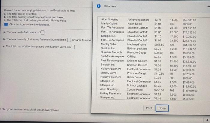 Solved Database $105 Convert the accompanying database to an | Chegg.com