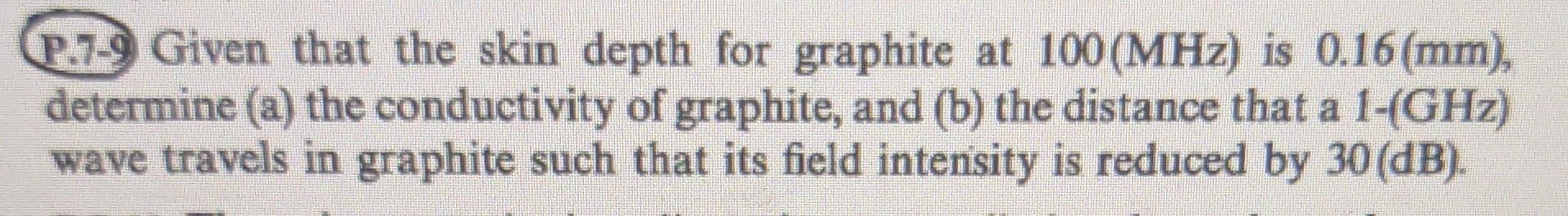 Solved P.7-9) Given that the skin depth for graphite at | Chegg.com