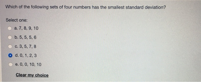 Solved Which of the following sets of four numbers has the | Chegg.com