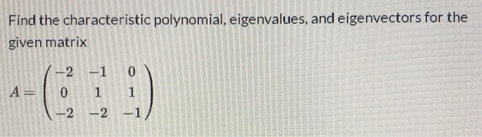 Solved Find the characteristic polynomial, eigenvalues, and | Chegg.com