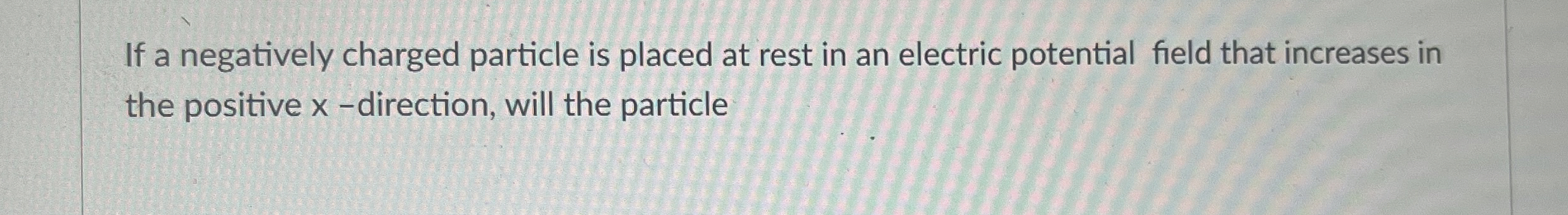 If a negatively charged particle is placed at rest in | Chegg.com