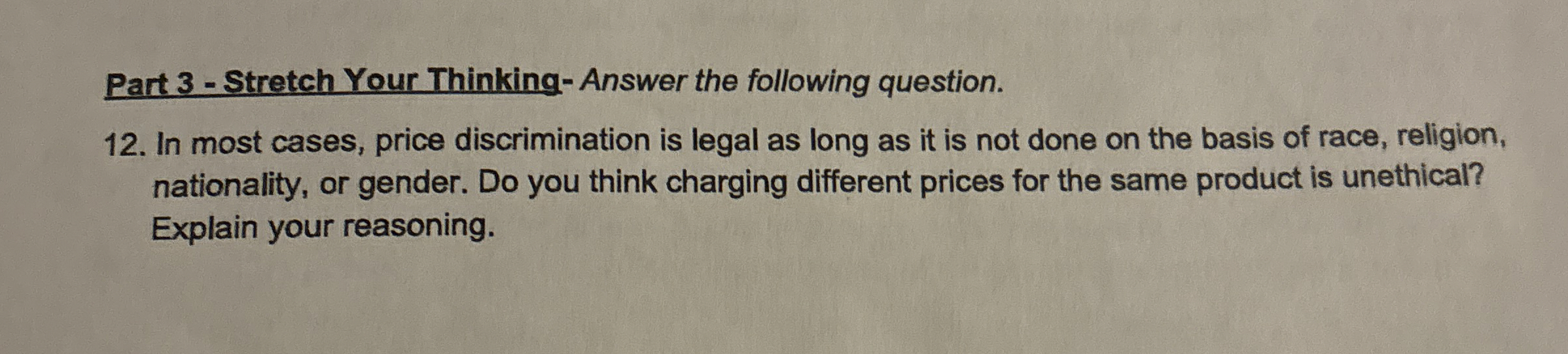 Solved Part 3 - ﻿Stretch Your Thinking-Answer the following | Chegg.com