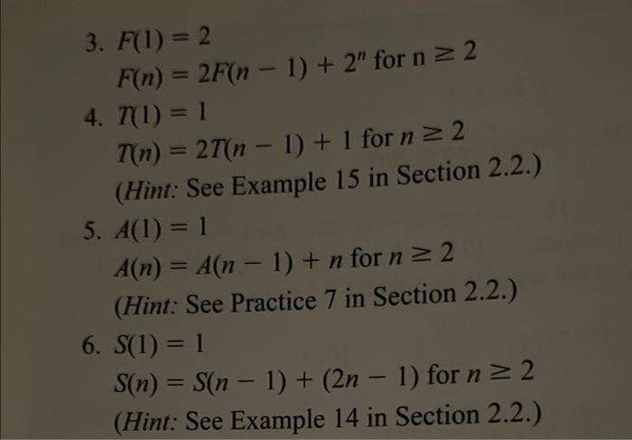 Solved 3. F(1) = 2 F(n) = 2F(n − 1) + 2" for n ≥ 2 4. 7(1) = | Chegg.com