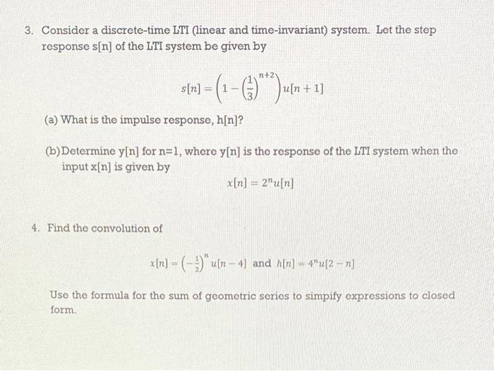 Solved 3 Consider A Discrete Time Lti Linear And