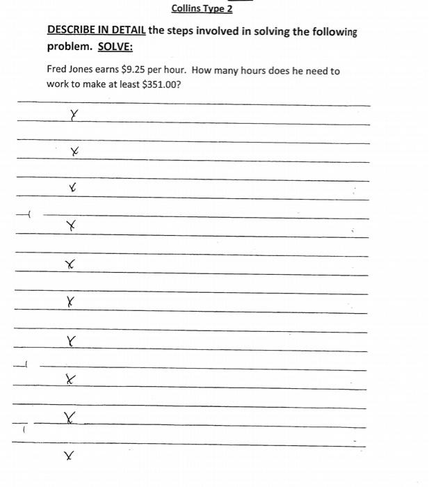 Solved Collins Type 2 DESCRIBE IN DETAIL the steps involved | Chegg.com