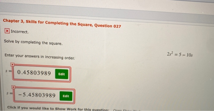 Solved Chapter 3, Skills for Completing the Square, Question | Chegg.com