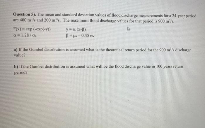 Question 5). The mean and standard deviation values | Chegg.com