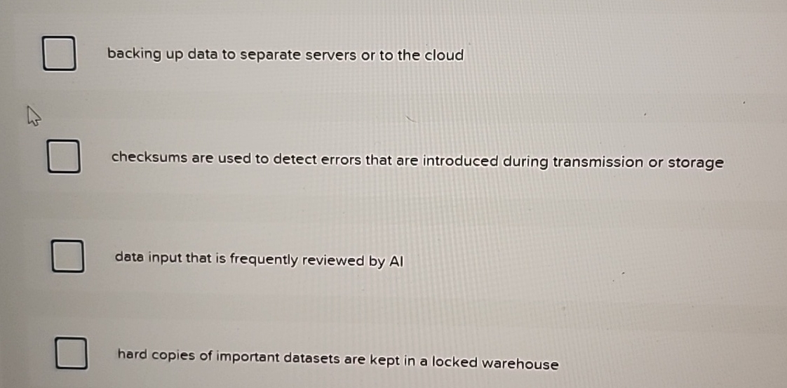 Solved which of these is used as a tool to ensure data | Chegg.com