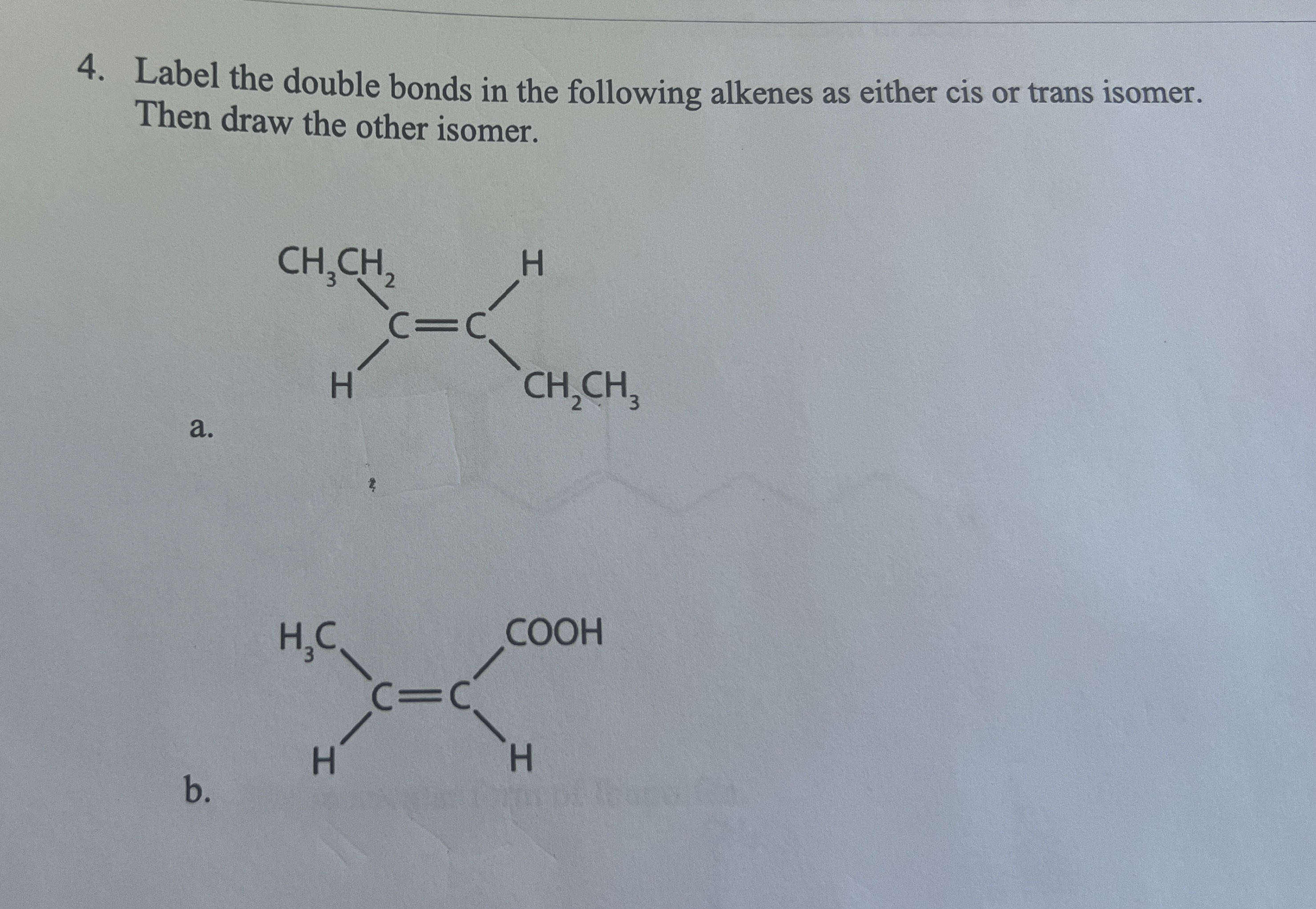 Solved Label the double bonds in the following alkenes as | Chegg.com