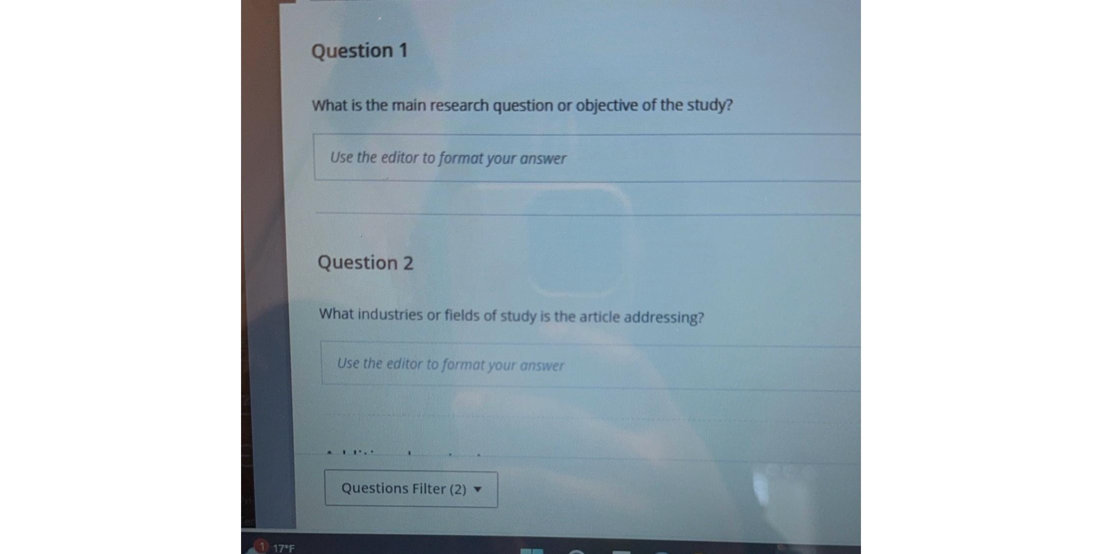 Solved Question 1What is the main research question or | Chegg.com
