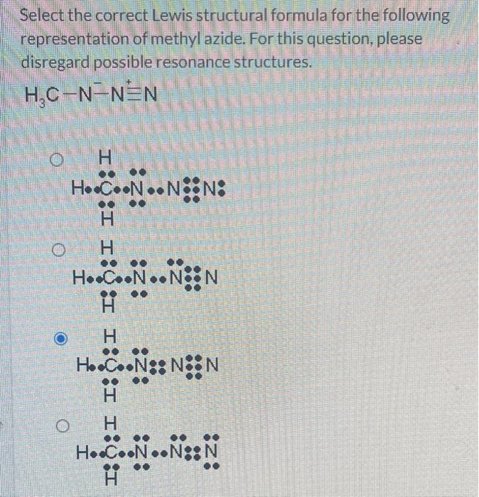 Solved Select the correct Lewis structural formula for the | Chegg.com