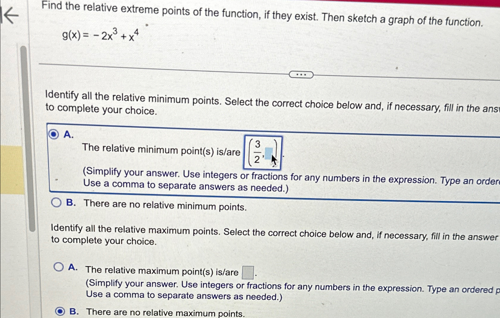 Solved Find the relative extreme points of the function, if | Chegg.com