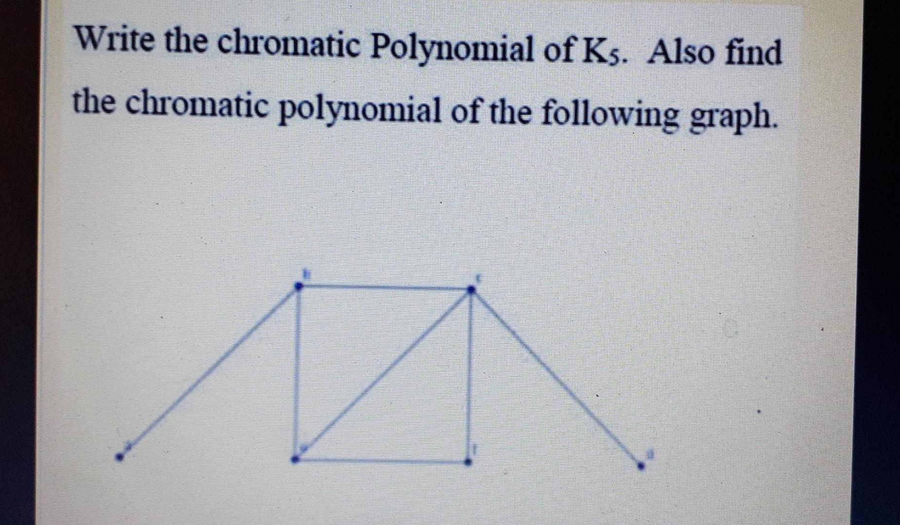 Solved Write the chromatic Polynomial of Ks. Also find the | Chegg.com