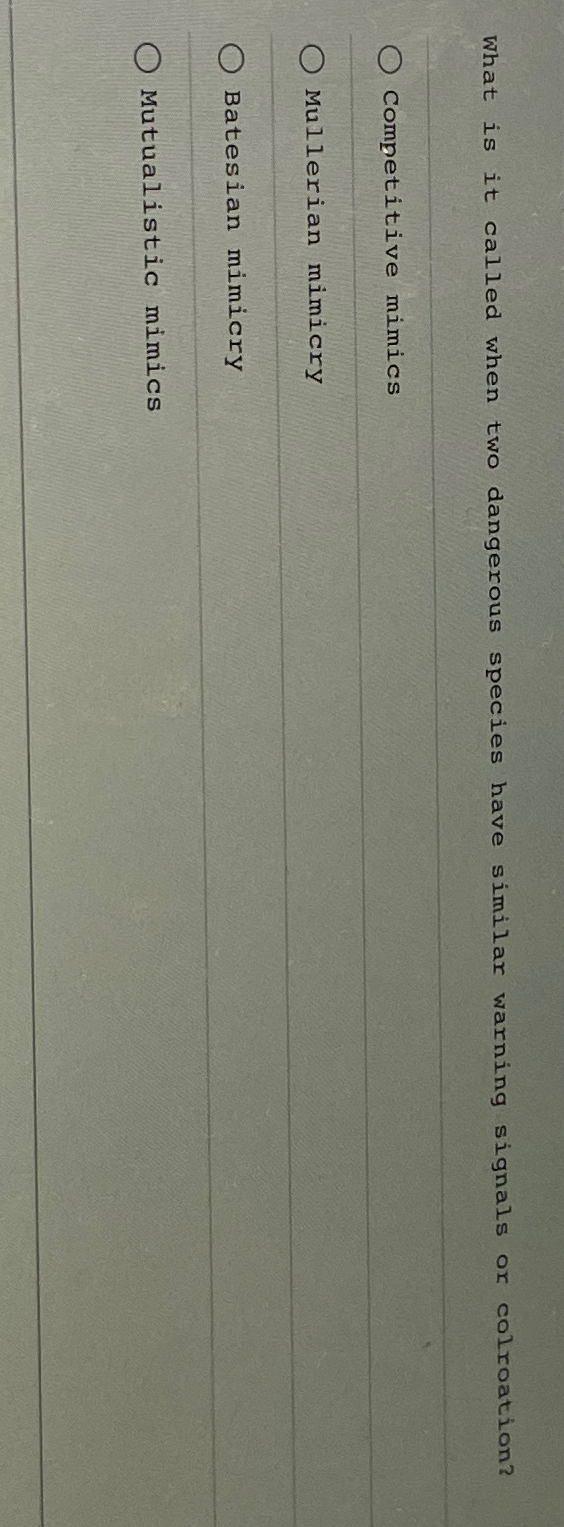 Solved What is it called when two dangerous species have | Chegg.com