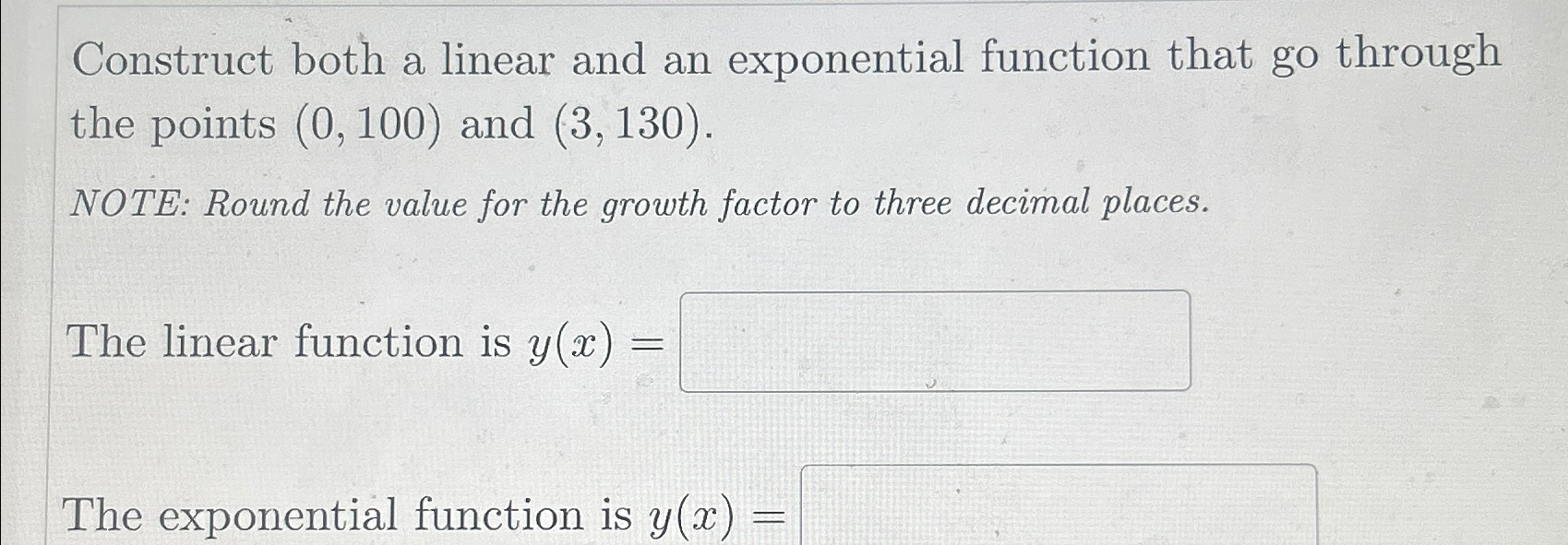 Solved Construct both a linear and an exponential function | Chegg.com Solved Construct both a linear and an exponential function | Chegg.com