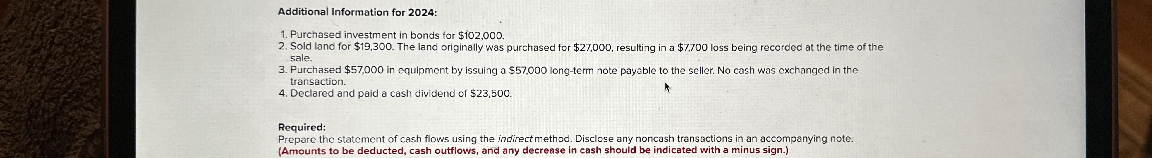 Solved Additional Information for 2024:\\nPurchased | Chegg.com