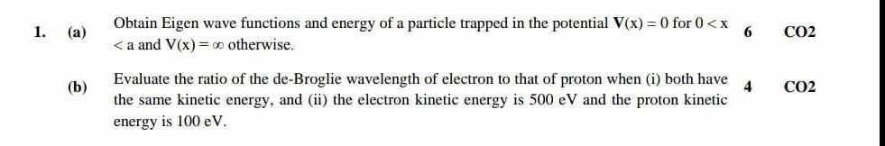 Solved 1. (a) Obtain Eigen wave functions and energy of a | Chegg.com