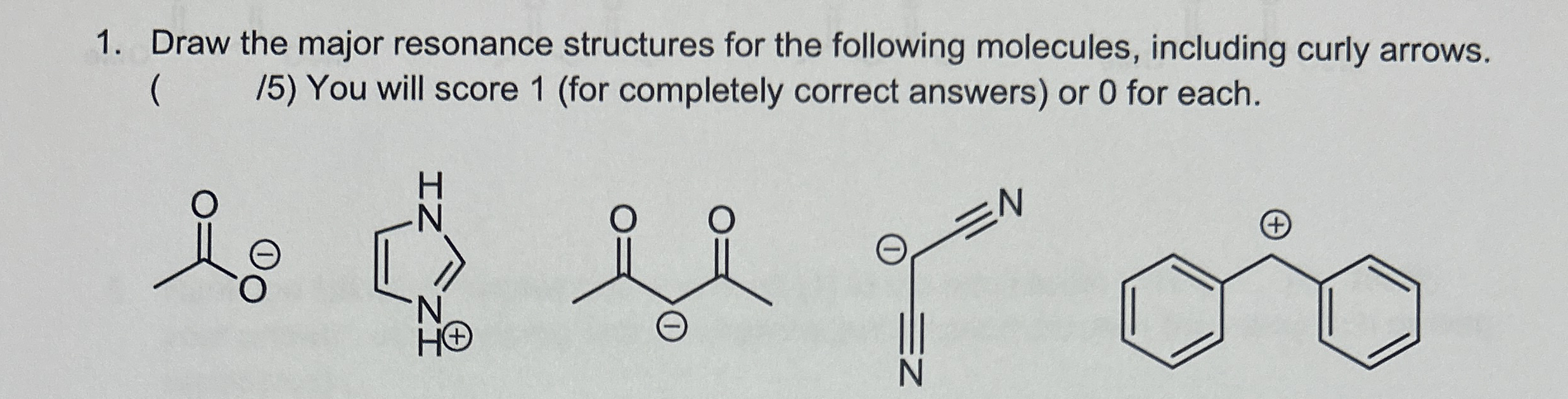 Solved Draw the major resonance structures for the following | Chegg.com
