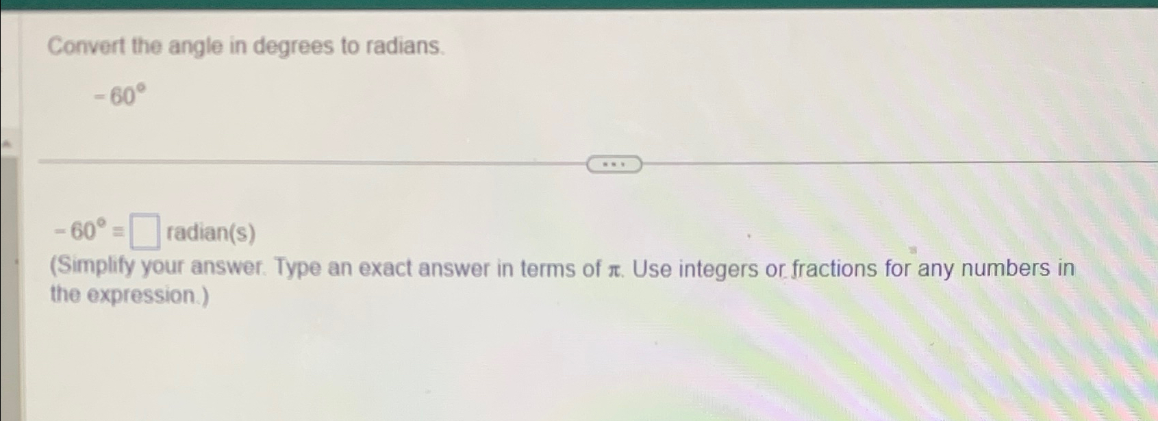 Solved Convert the angle in degrees to | Chegg.com