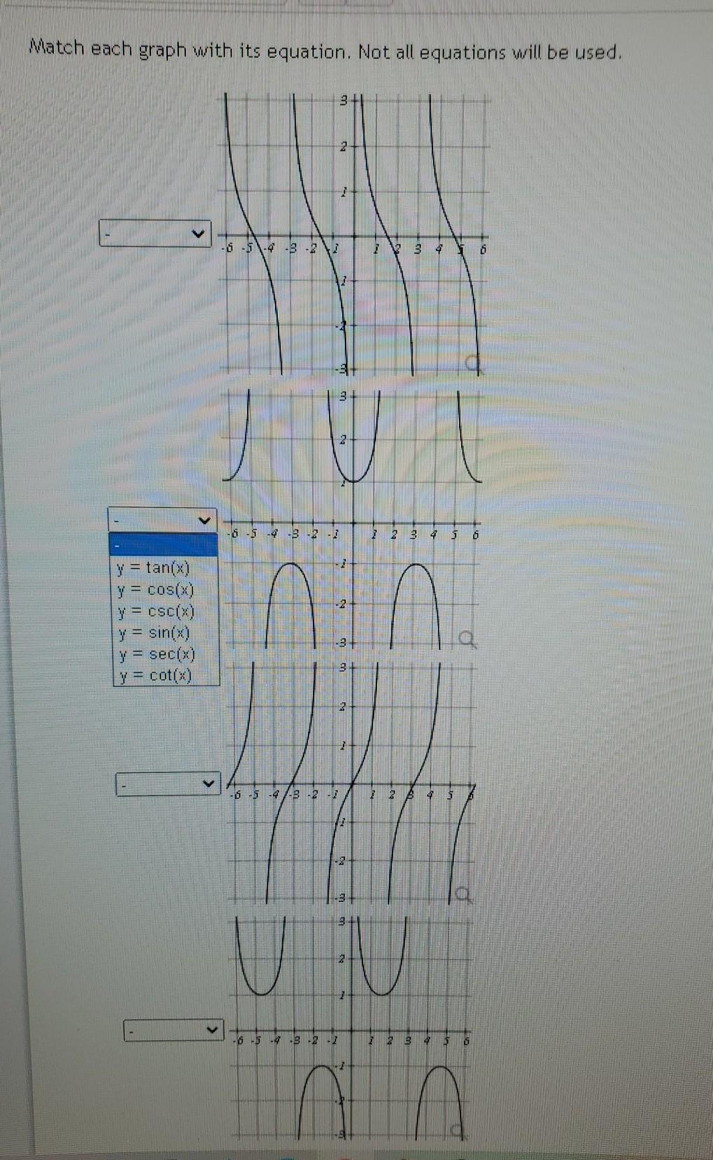 Solved Match each graph with its equation. Not all equations | Chegg.com