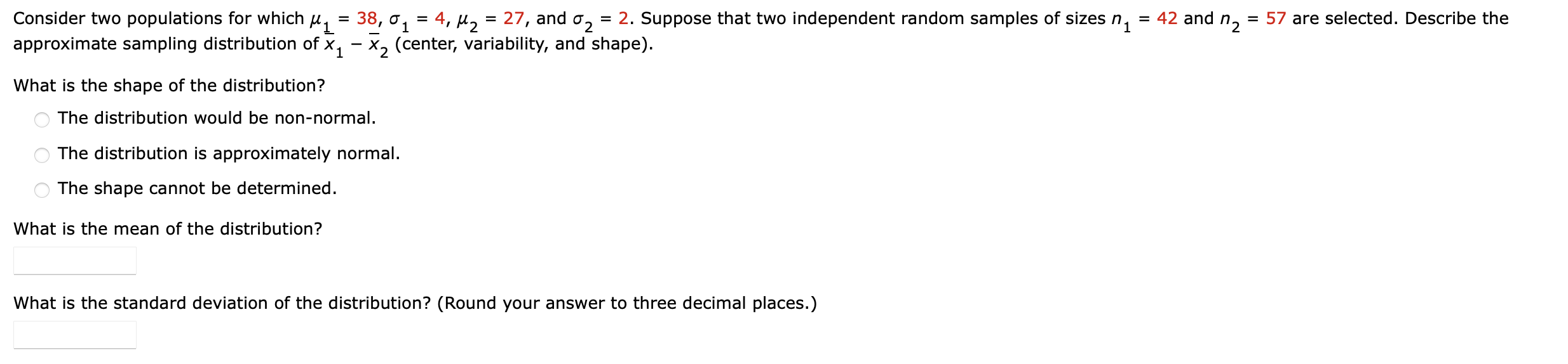 Solved approximate sampling distribution of x‾1-x‾2 (center, | Chegg.com
