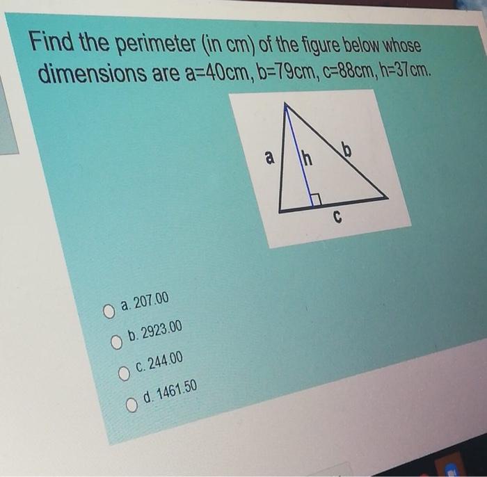 Solved Find the perimeter (in cm) of the figure below whose | Chegg.com