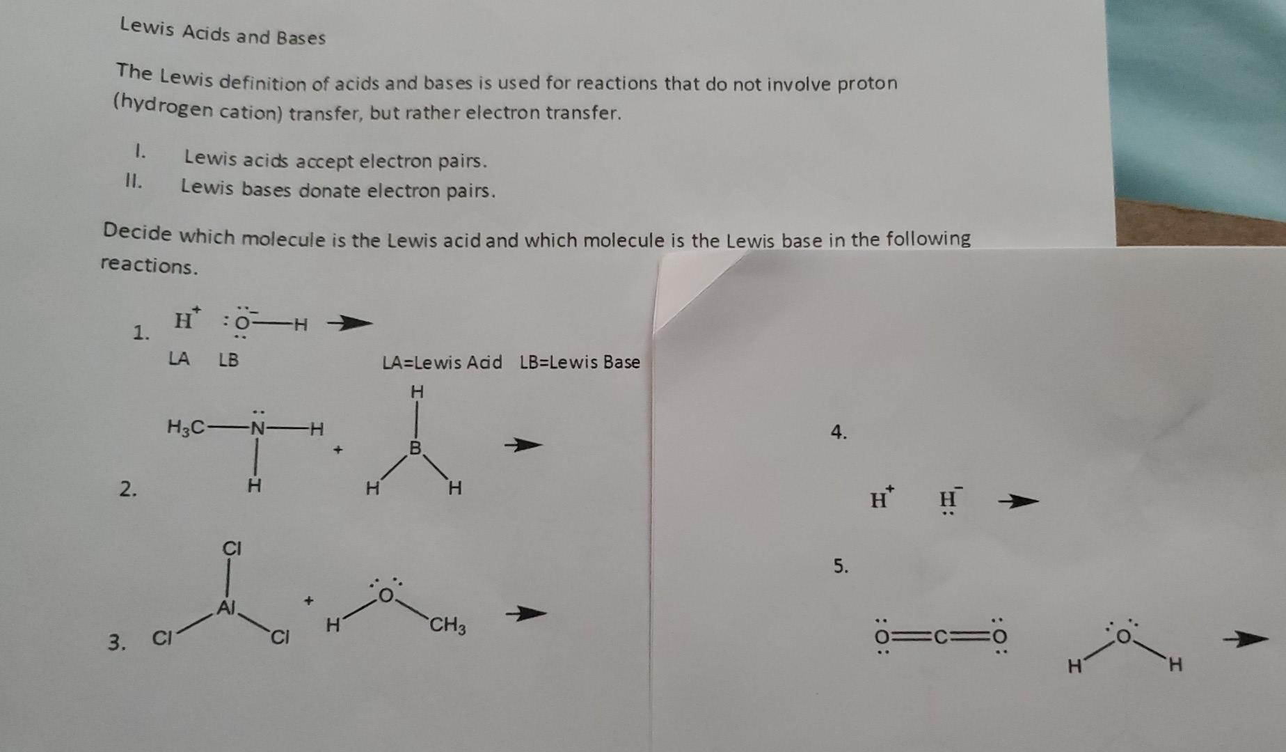 Solved Lewis Acids and Bases The Lewis definition of acids | Chegg.com
