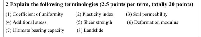 Solved 2 Explain the following terminologies (2.5 points per | Chegg.com