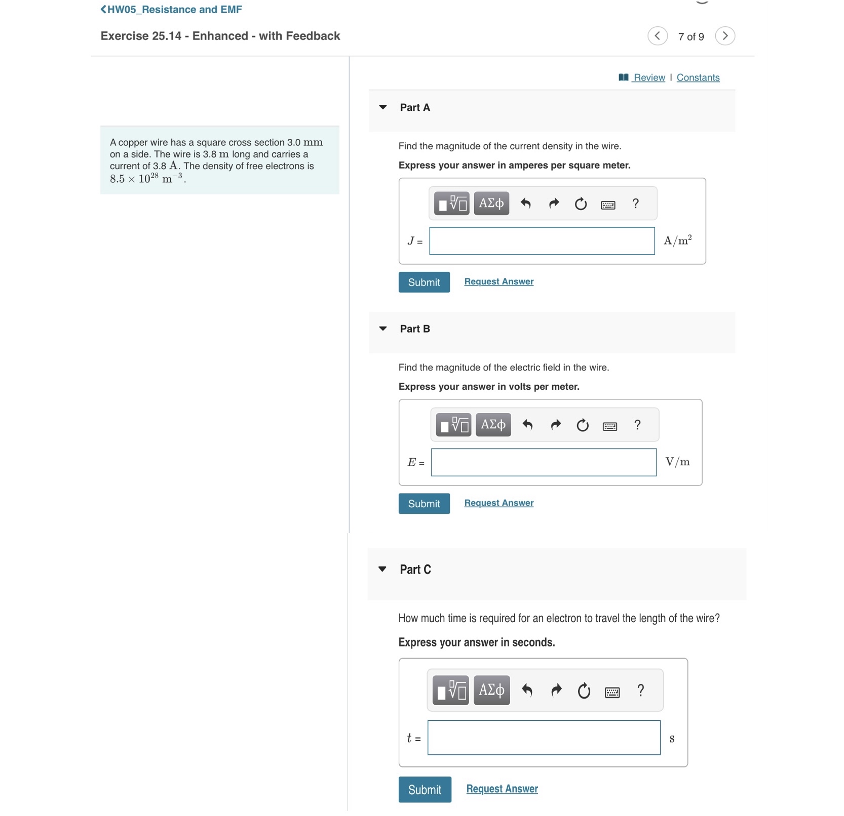 Solved 3.8m3.8A8.5×1028m-3J=Am2E=Vmt=3.0mm on ﻿a side. The | Chegg.com