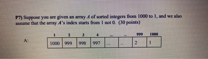 Solved P7) Suppose you are given an array A of sorted | Chegg.com