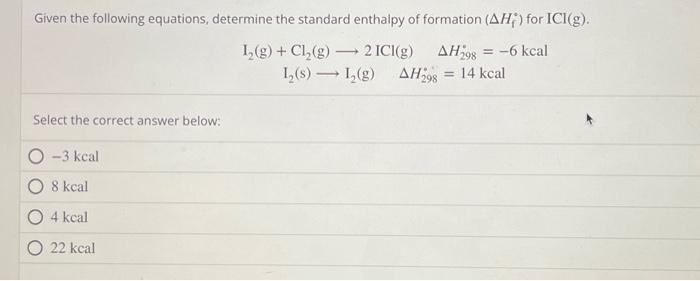 Solved Given the following equations, determine the standard | Chegg.com