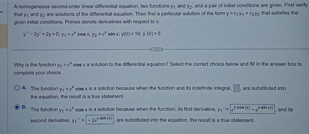Solved A homogeneous second-order linear differential | Chegg.com