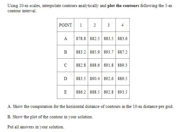 Solved Using 10-m scales, interpolate contours analytically | Chegg.com