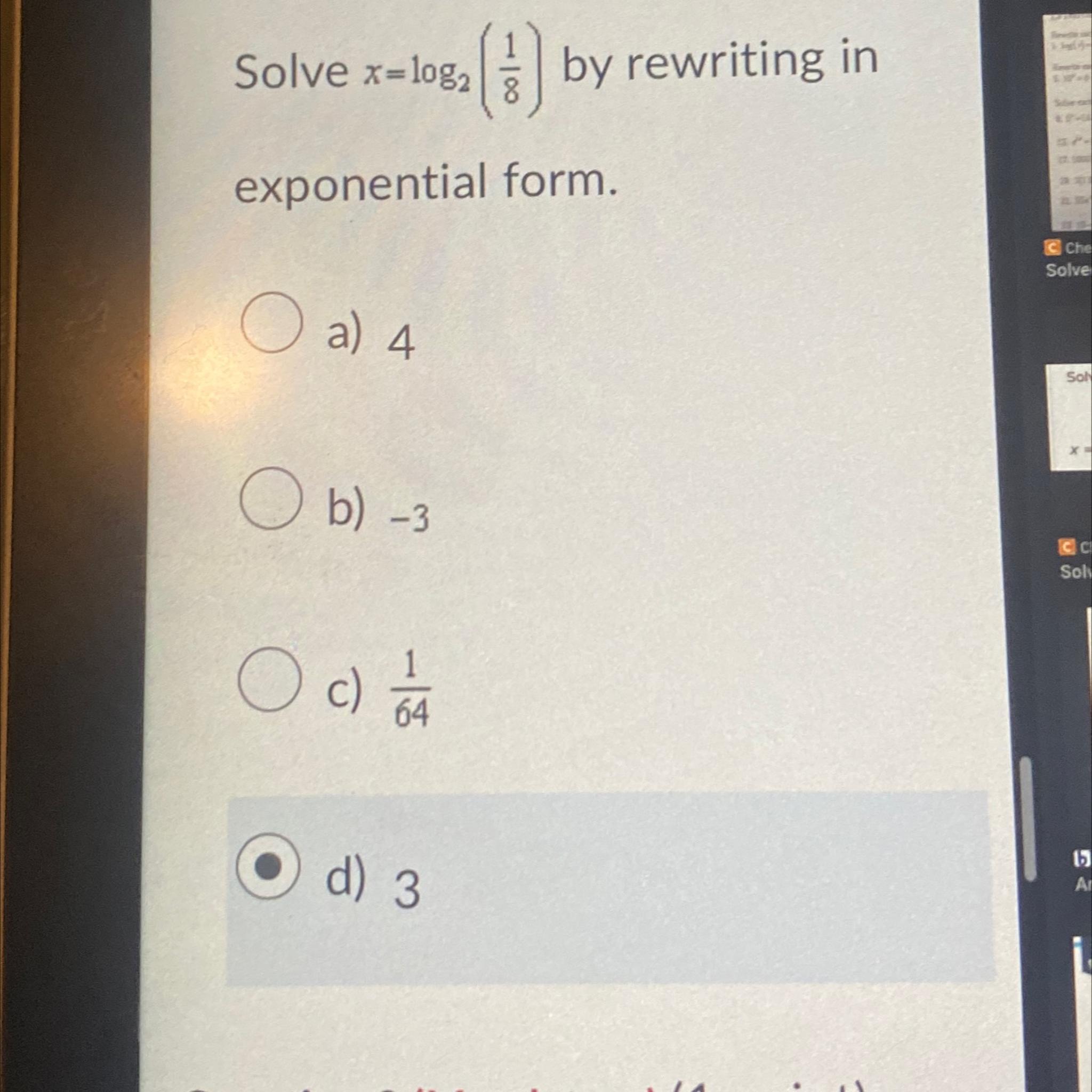 Solve x=log2(18) ﻿by rewriting in exponential | Chegg.com